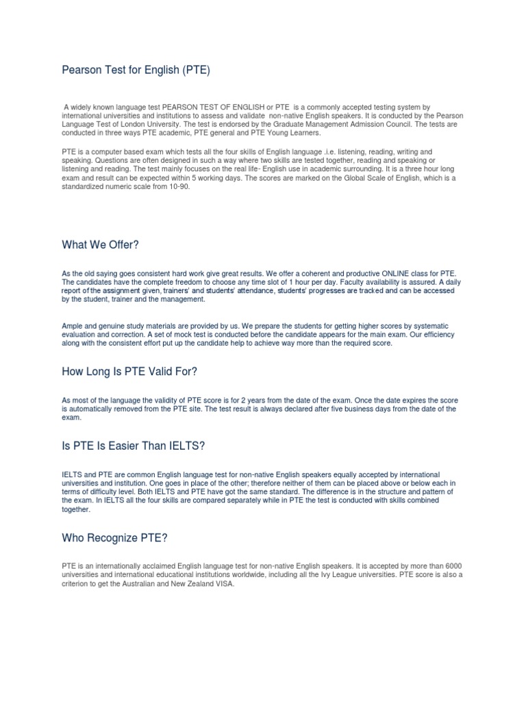 Pearson Test for English | International English Language Testing ...