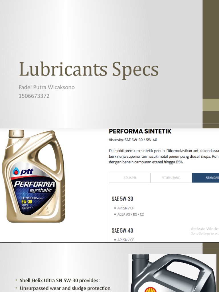 Lubricants Specs | PDF