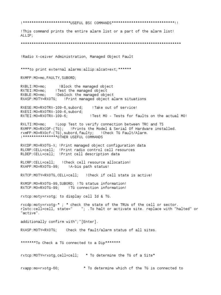 Ericsson BSC COMMANDS | PDF | Electrical Engineering | Digital Technology