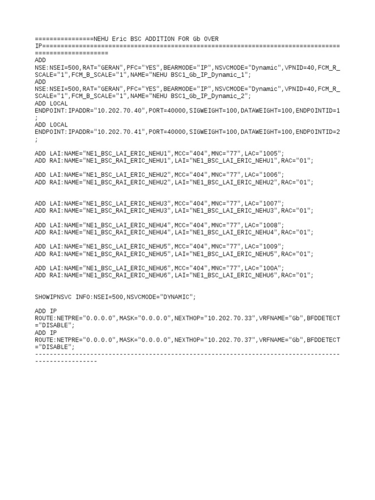 Script of Ericsson BSC | PDF