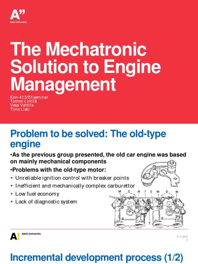 The Mechatronic Solution To Engine Management: Kon-41.5151 Seminar Tommi Lintilä Vesa Vahtila ...