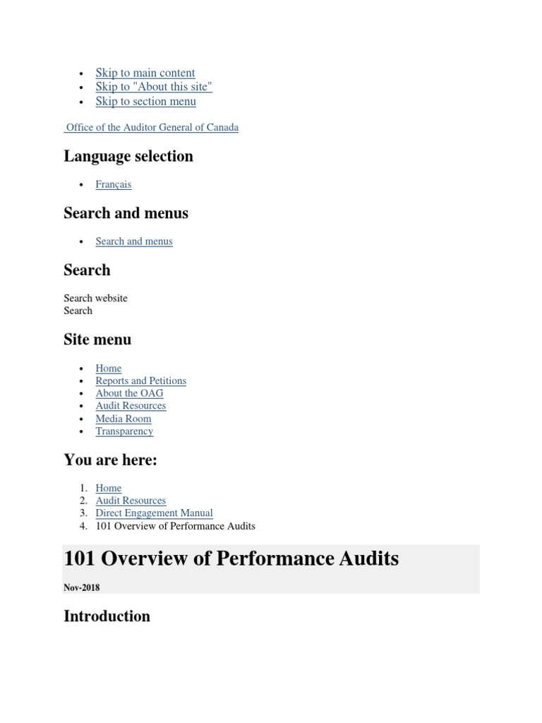 101 Overview of Performance Audits: Language Selection | PDF ...