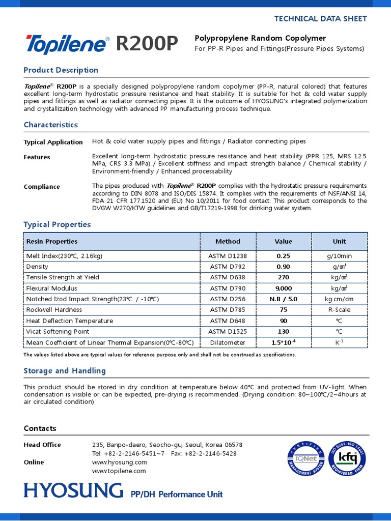 Topilene R200P PDF | PDF | Materials | Applied And Interdisciplinary ...