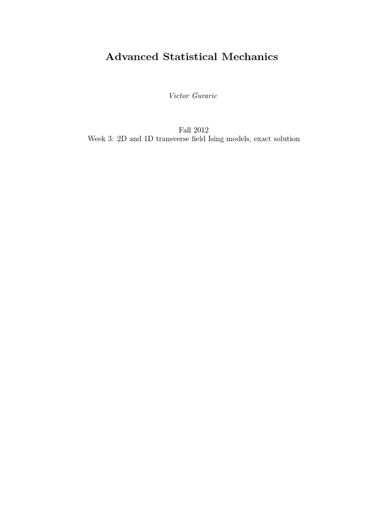 Advanced Statistical Mechanics | PDF | Matrix (Mathematics ...
