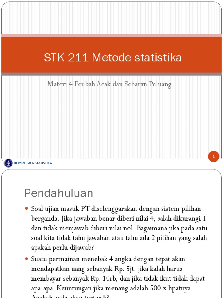 Materi 4 Peubah Acak PDF | PDF