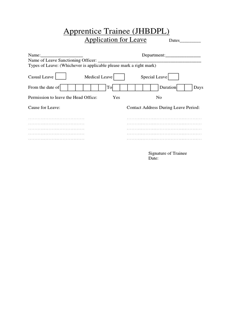 Leave Application Form | PDF