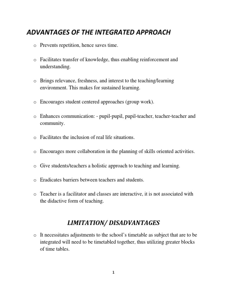 Advantage of The Integrated Approach | PDF