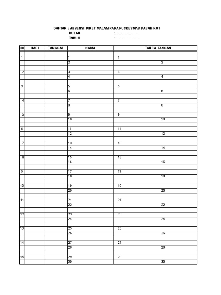 Absen Piket Libur Minggu 2010 | PDF