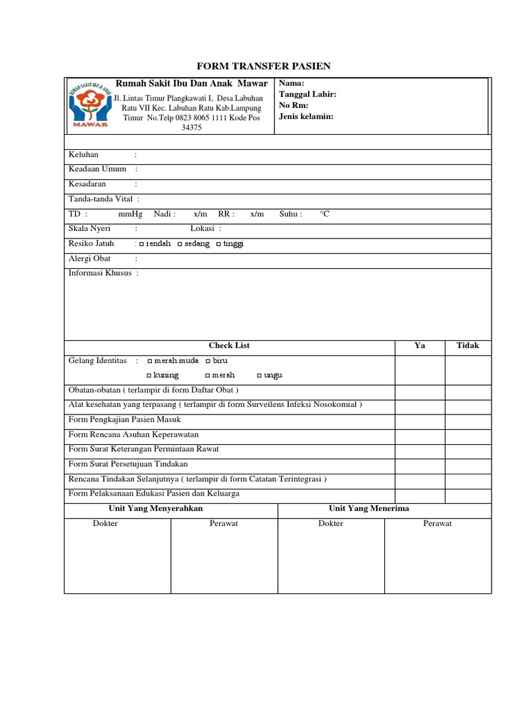 Form Transfer Pasien | PDF
