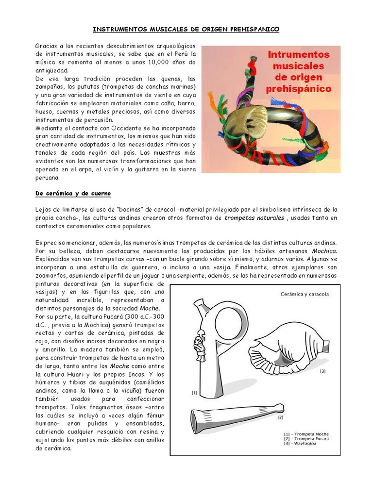 Instrumentos Musicales Peruano de Origen Prehispanico | PDF | Trompeta ...