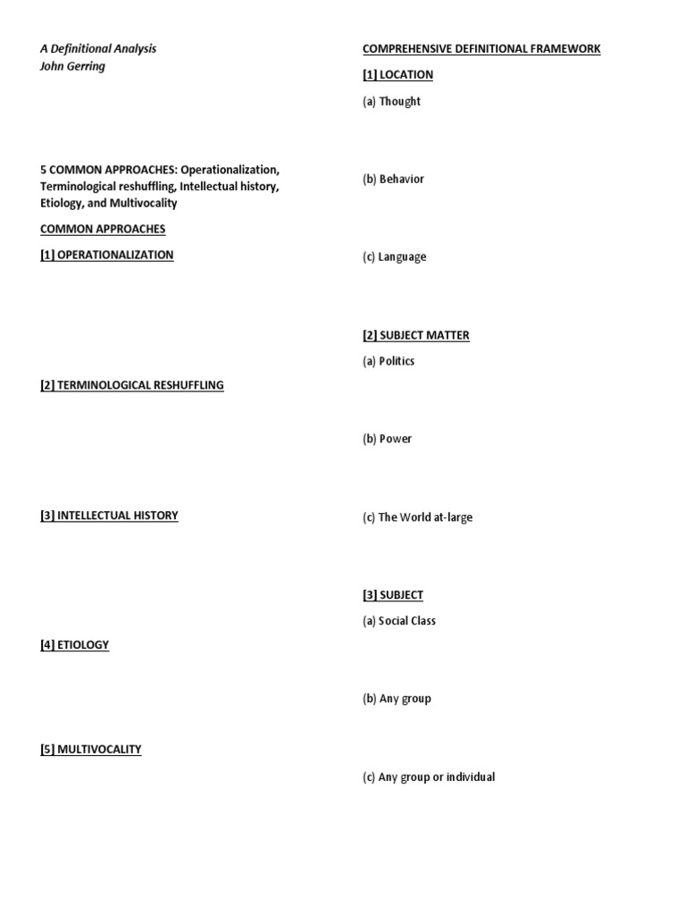 Definitional Analysis Frameworks | PDF