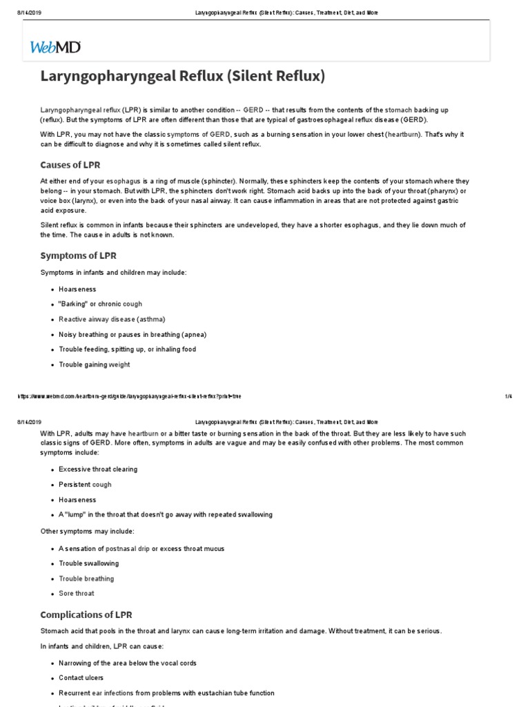 Laryngopharyngeal Reflux (Silent Reflux) : Causes of LPR | PDF | Gastroesophageal Reflux Disease ...