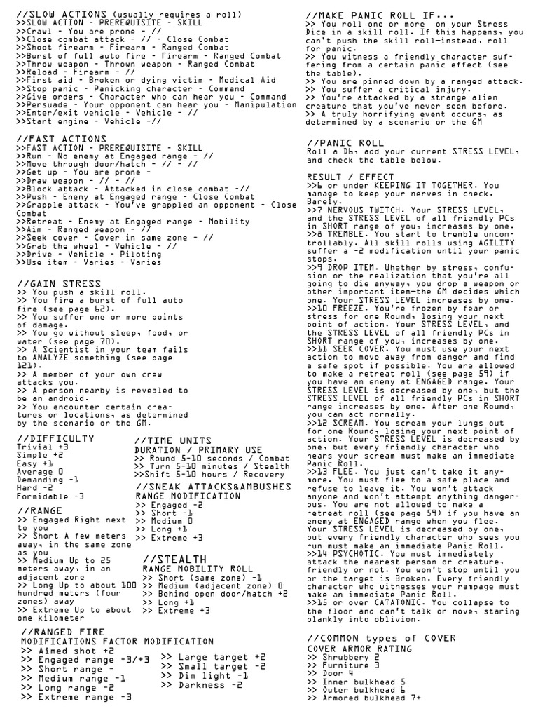 Alien RPG Player Reference | Firearms | Leisure