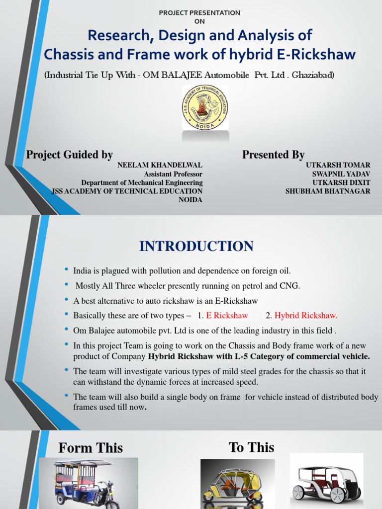 Research Design Analysis of Chassis and Frame Work of e Rickshaw | PDF ...