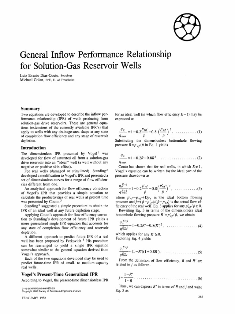 General Inflow Performance Relationship For Solution-Gas Reservoir ...