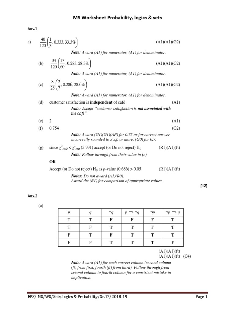 MS Worksheet Probability, Logics & Sets | PDF | Fraction (Mathematics) | Arithmetic