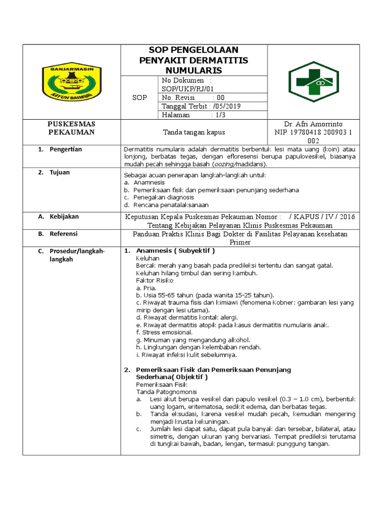 Sop Dermatitis Numularis | PDF