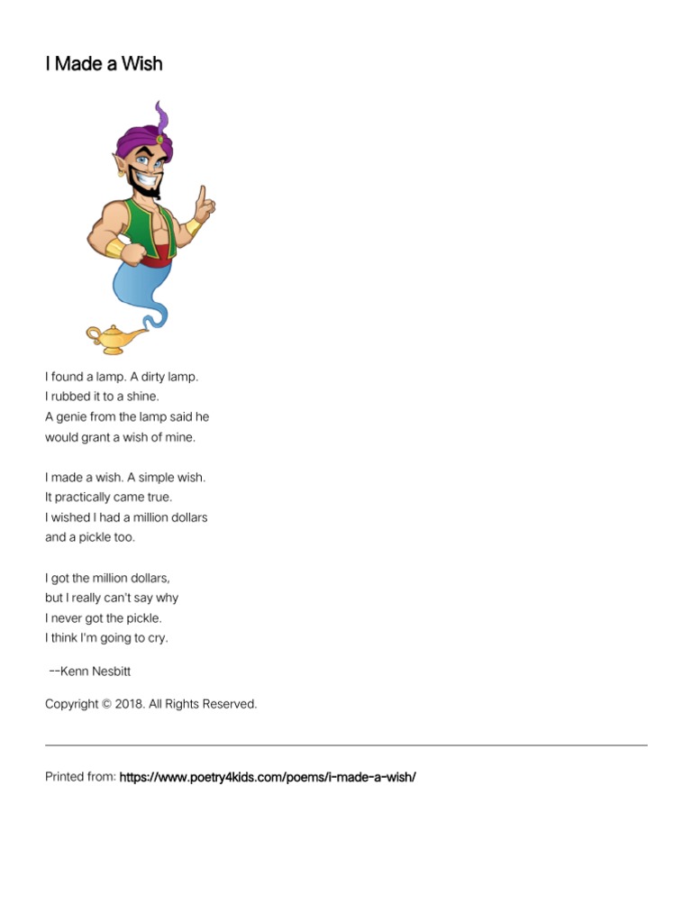 Kenn Nesbitt's Poetry4kids - Com I Made A Wish - Kenn Nesbitt's | PDF