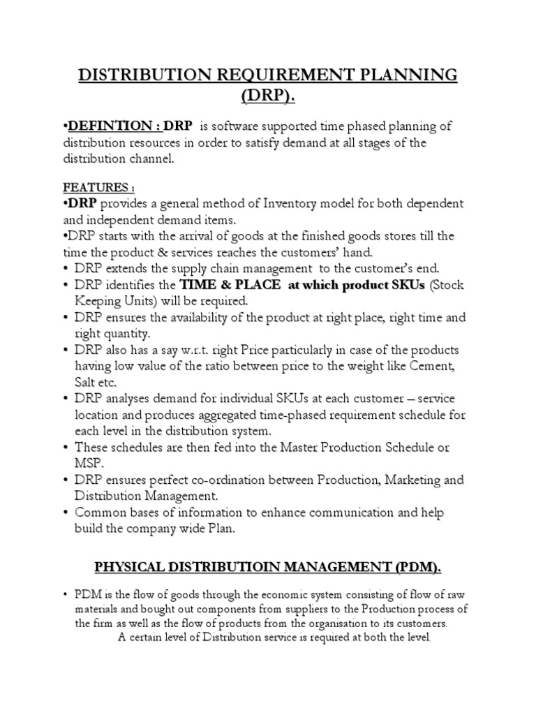 Distribution Requirement Planning | PDF | Strategic Management | Retail