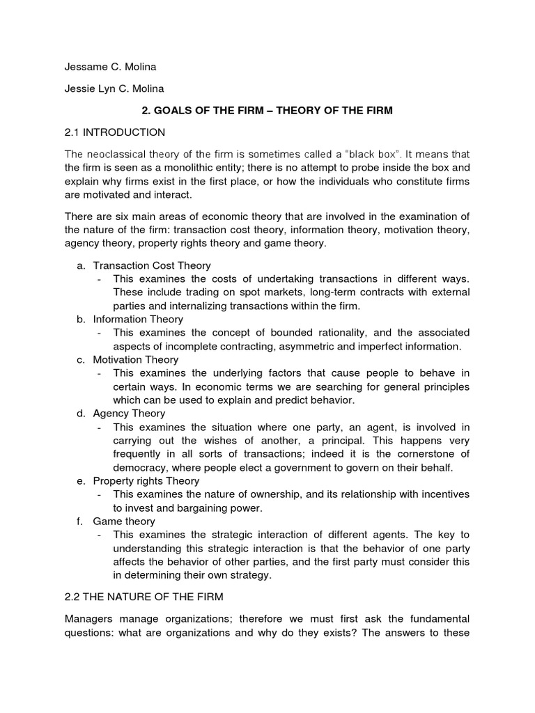 Theory of The Firm | PDF | Profit (Economics) | Demand