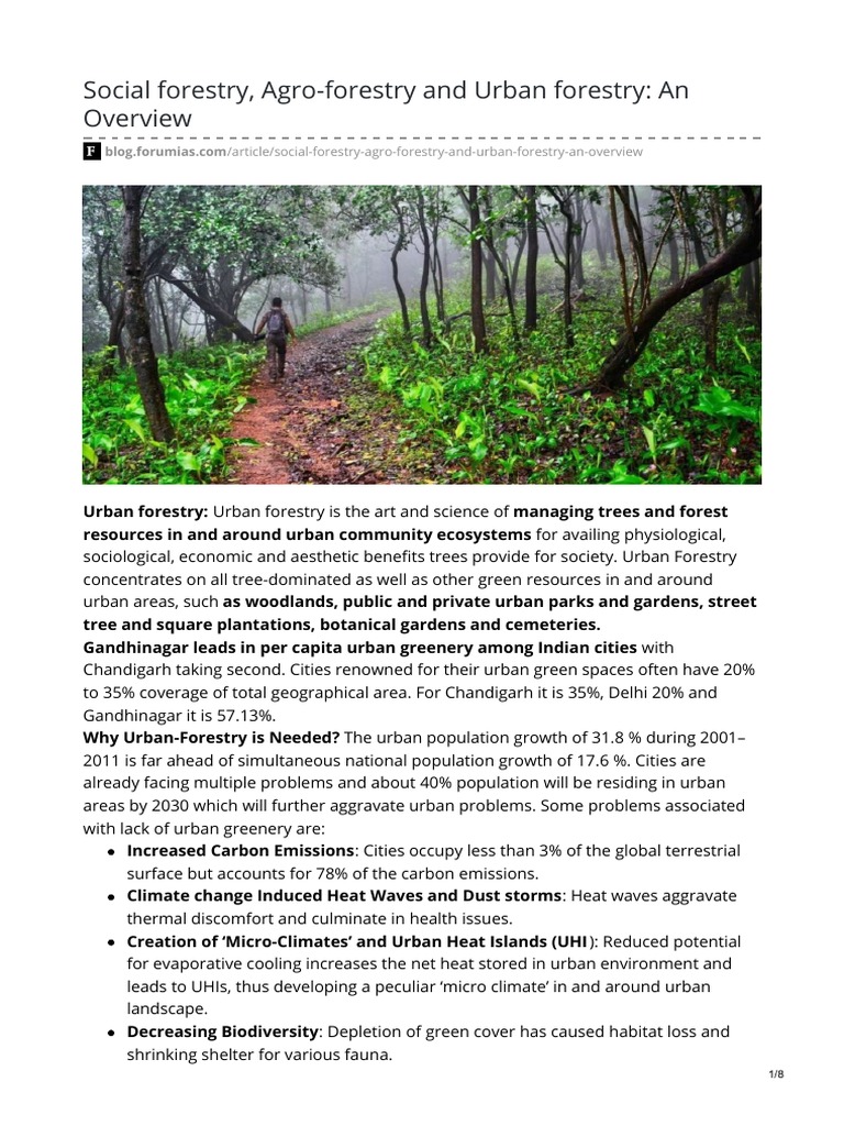 Social Forestry Agro-Forestry and Urban Forestry An Overview | PDF ...