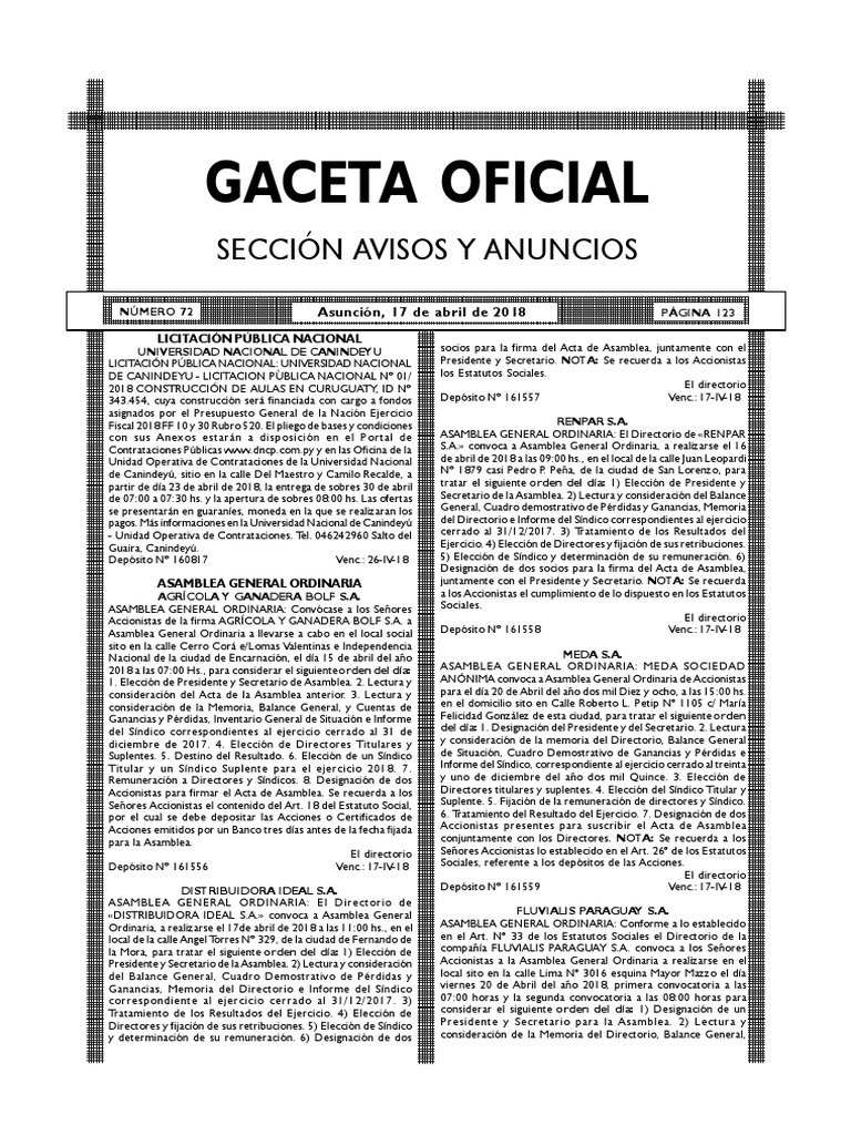 Gaceta | PDF | Empresas | Derecho Corporativo
