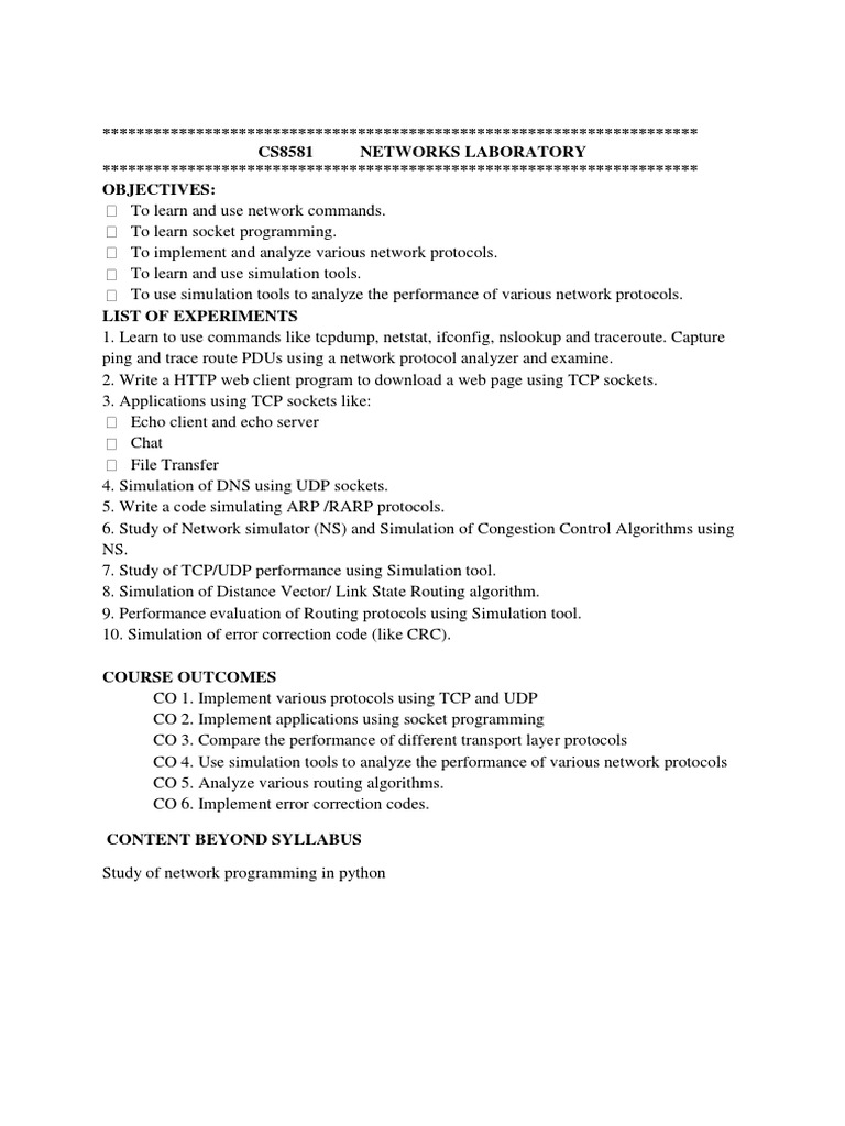 NW Lab Manual R2017 - Print | PDF | Internet Protocol Suite | Router ...