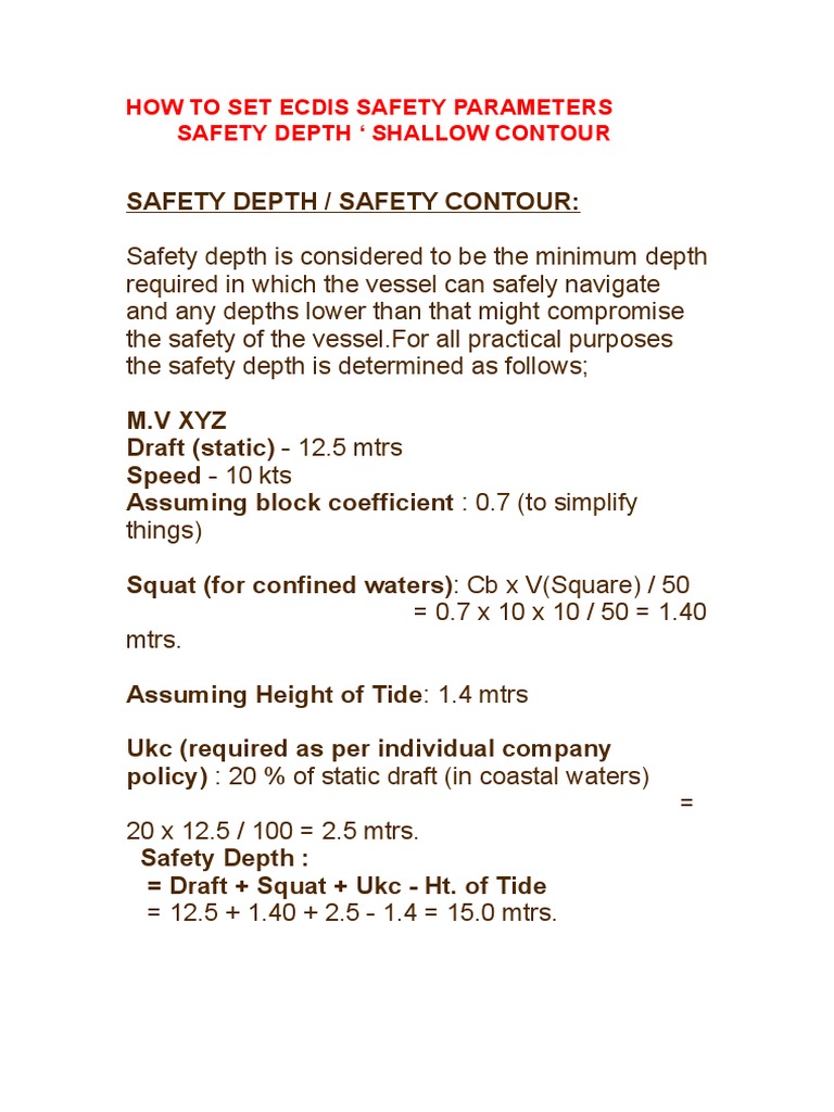 How To Set Ecdis Safety Parameters | PDF | Contour Line | Tide