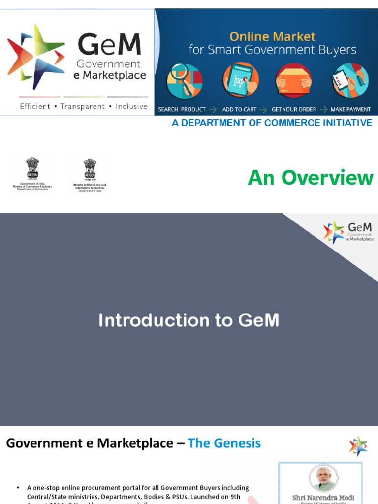 GeM 3.0 Overview PPT - Ver.2.0 | PDF | Sales | Procurement
