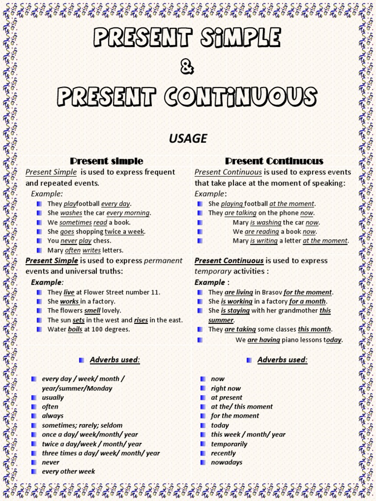 Present Simple Vs Present Continous Theory and Practice | PDF ...