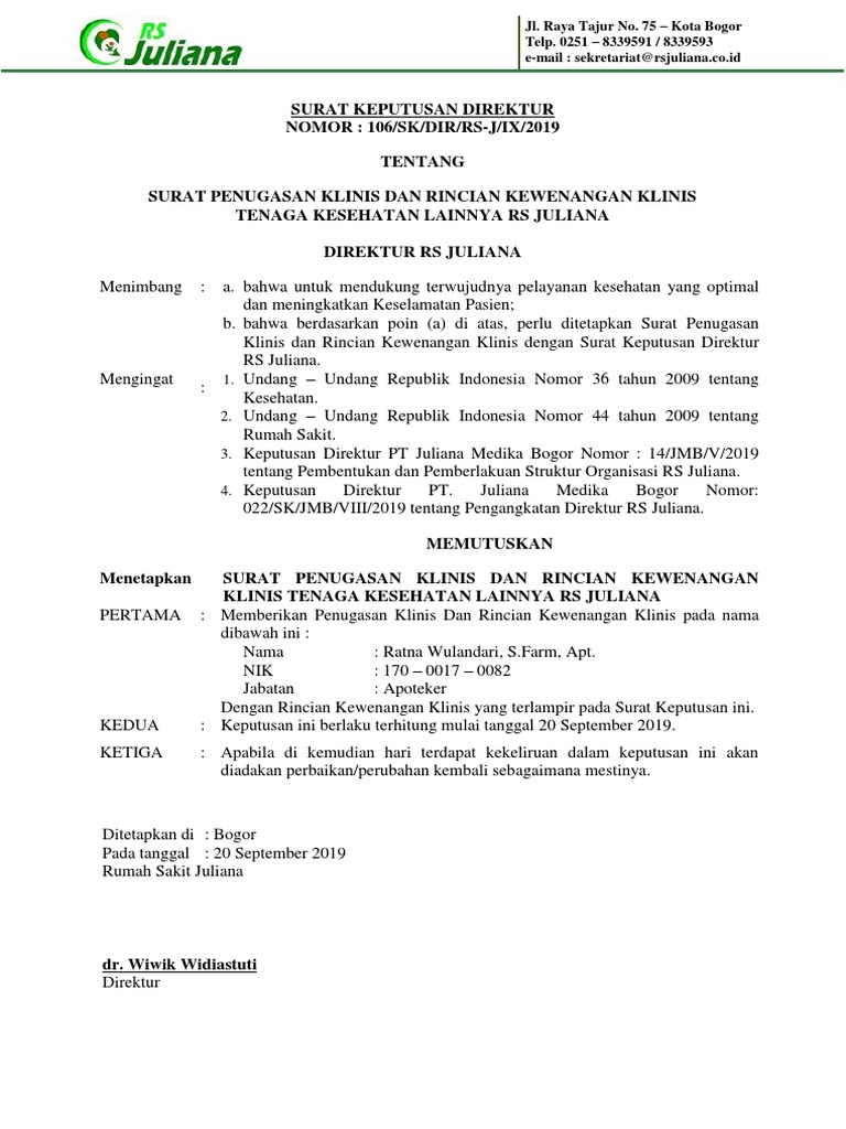 SK RKK Apoteker | PDF