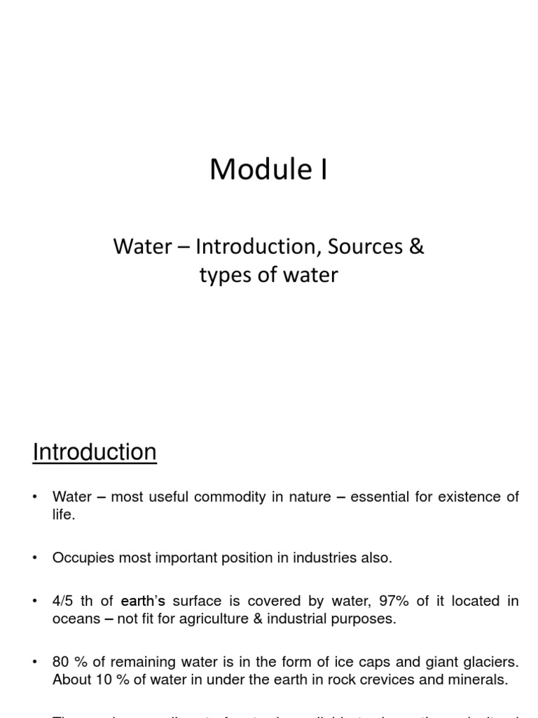 Water Introduction Sources Types of Water | PDF | Chemical Elements | Soil