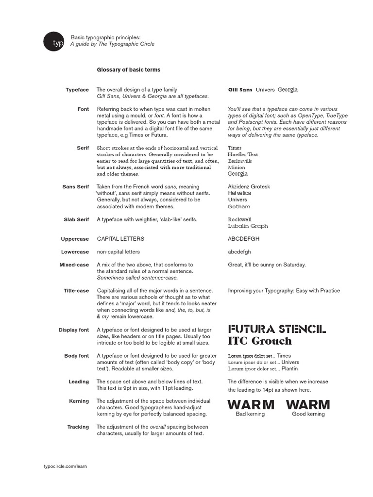 Basic Typographic Principles - A Guide by The Typographic Circle PDF ...