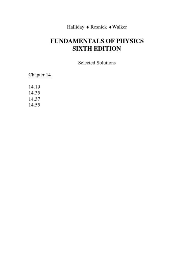 Fundamentals of Physics Sixth Edition: Halliday Resnick Walker | PDF ...