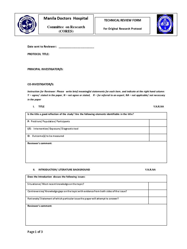Technical Review Form 12may2015 | PDF | Methodology | Evaluation Methods