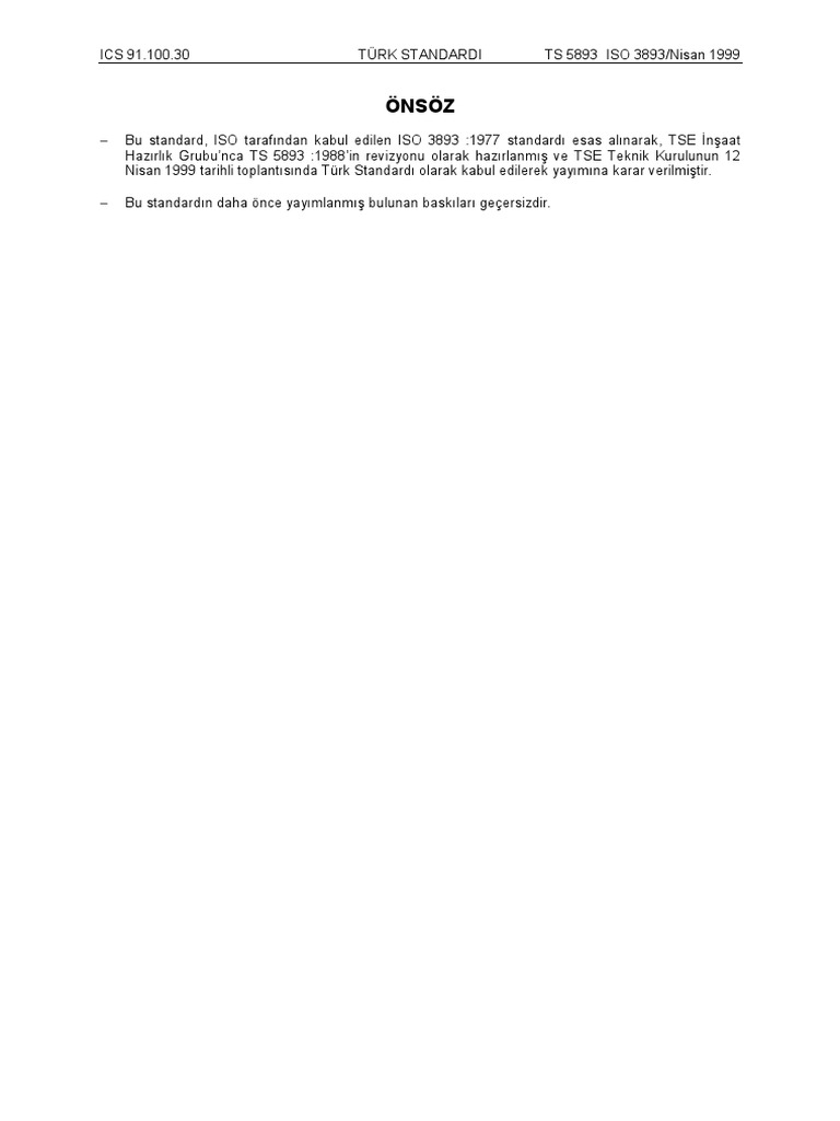TS 5893 ISO 3893 Nisan1999 - Beton, Basınç Dayanımına Göre ...