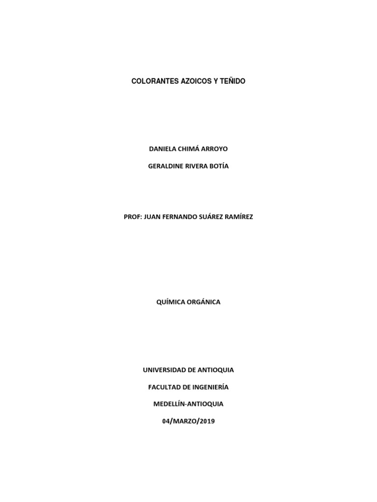 Colorantes Azoicos y Teñido | PDF | sal | Tinción