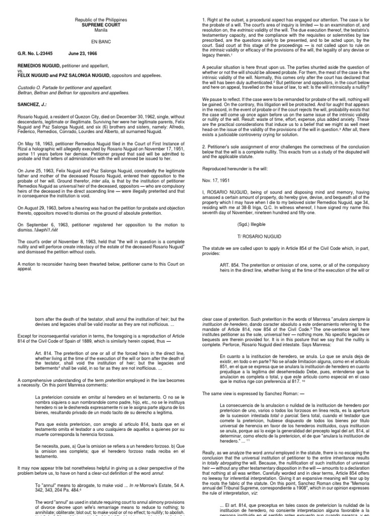 4 Nuguid v. Nuguid | PDF | Will And Testament | Inheritance