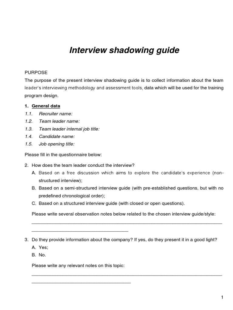 Interview Shadowing Form | PDF | Interview | Information