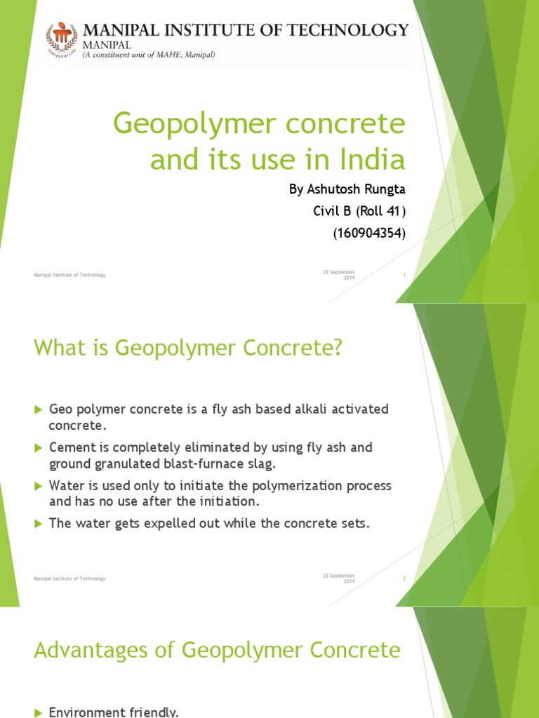 Geopolymer Concrete in India: Pros and Cons | PDF | Concrete | Road