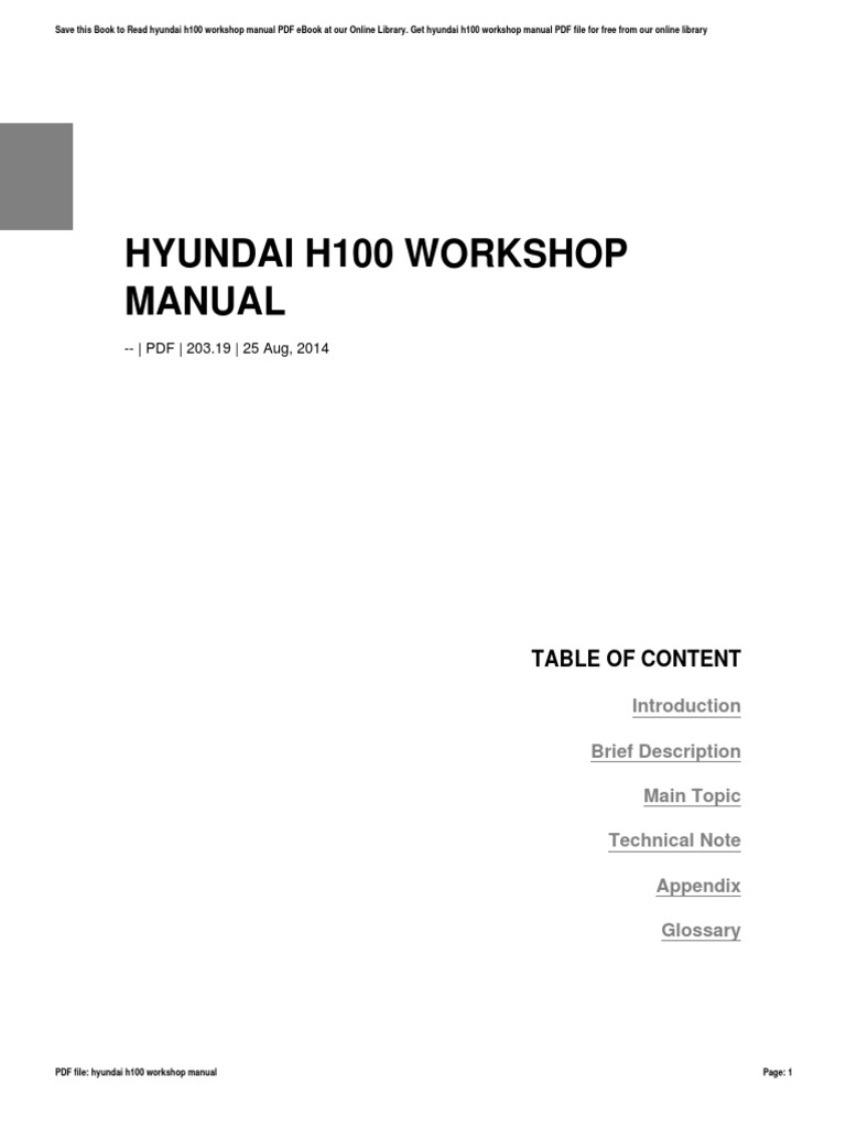 H100 Shop Manual | PDF | Online And Offline | E Books