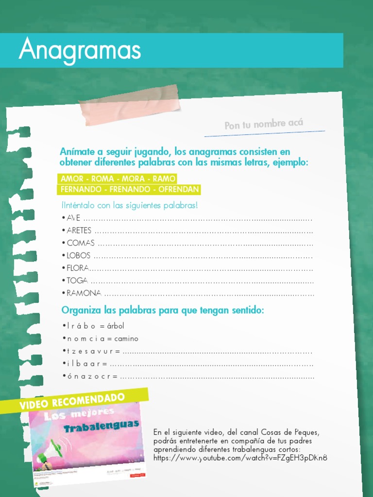 Aprende Trabalenguas y Anagramas Divertidos | PDF