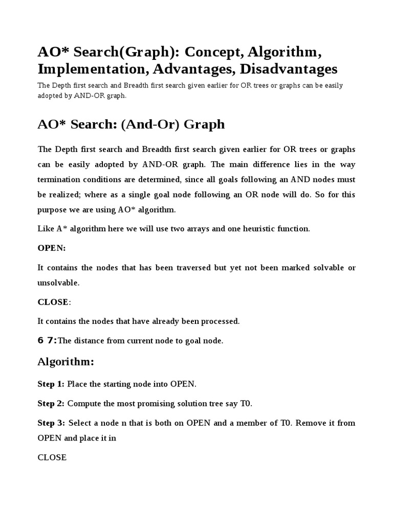 AO Star Algorithm | PDF