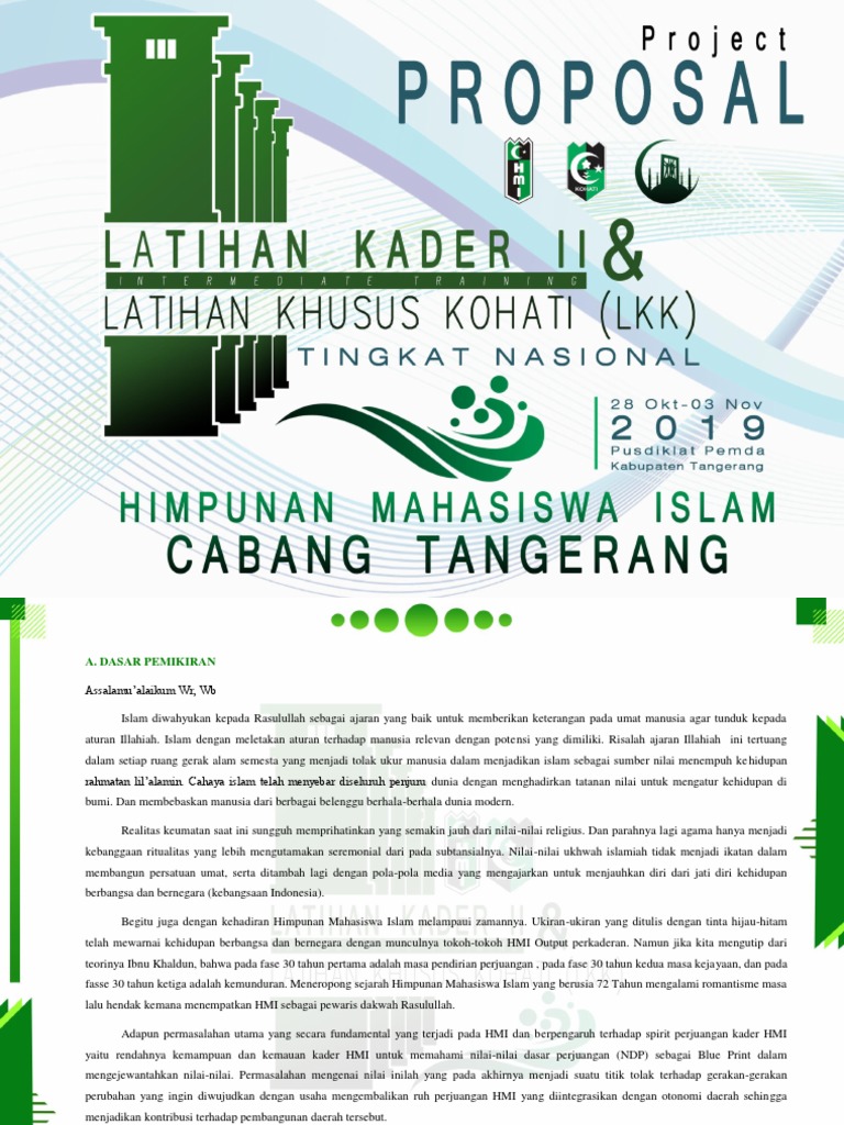 Proposal LK 2 & LKK Hmi Cabang Tangerang | PDF