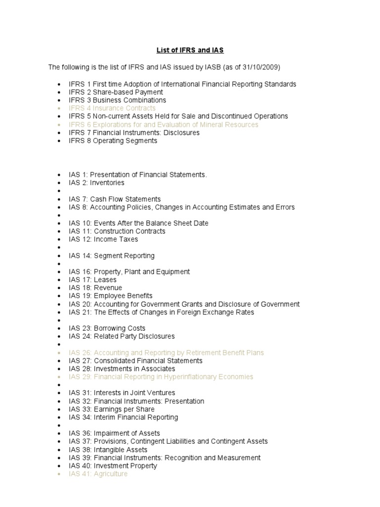 List of IFRS and IAS Standards | PDF