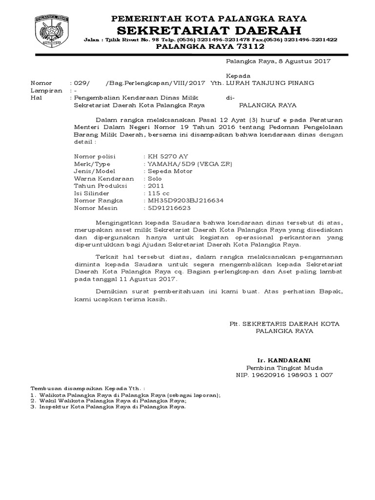 Surat Permohonan Pengembalian Aset | PDF