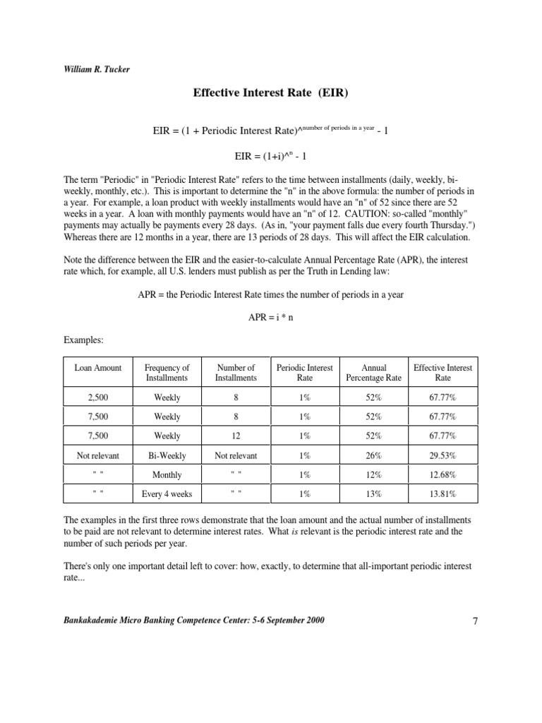 EIR (1 + Periodic Interest Rate) - 1 EIR (1+i) - 1 | PDF