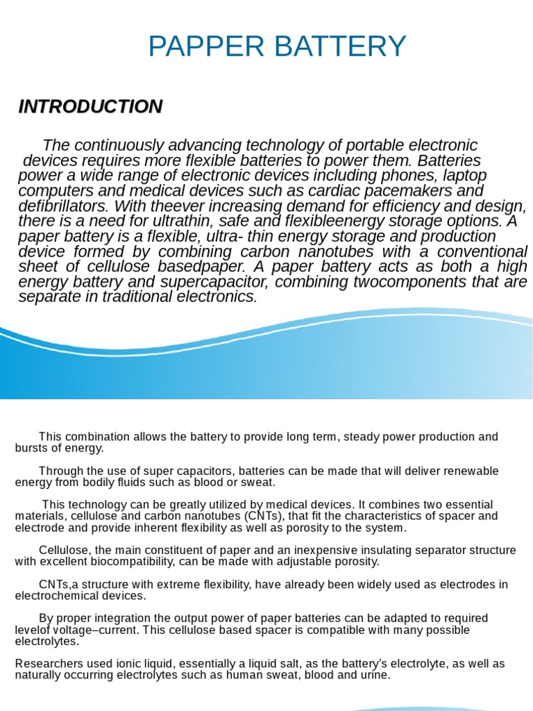 Paper Battery | PDF | Energy Storage | Electromagnetism