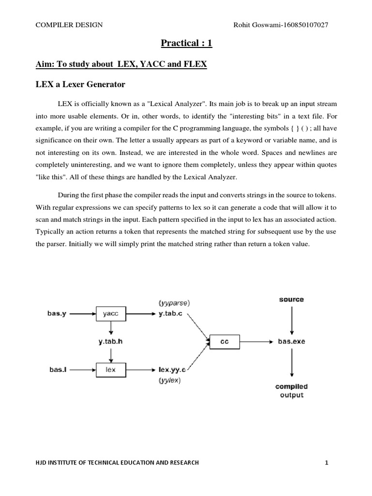 An Introduction to LEX, YACC, and FLEX for Compiler Design | PDF | Computer Programming | Grammar