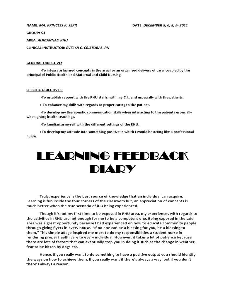 Learning Feedback Diary | PDF